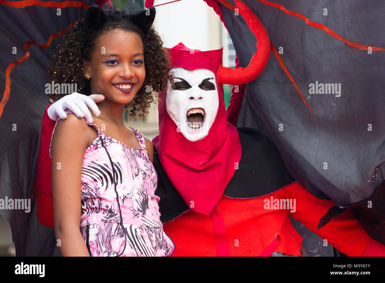 Salvador Bahia, Brazil. 12th Feb, 2018. A man with devil costume ...