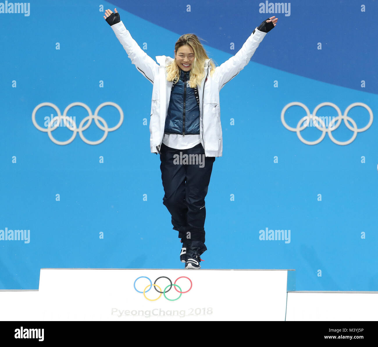 Pyeongchang, South Korea. 13th Feb, 2018. Gold medalist Chloe Kim of ...