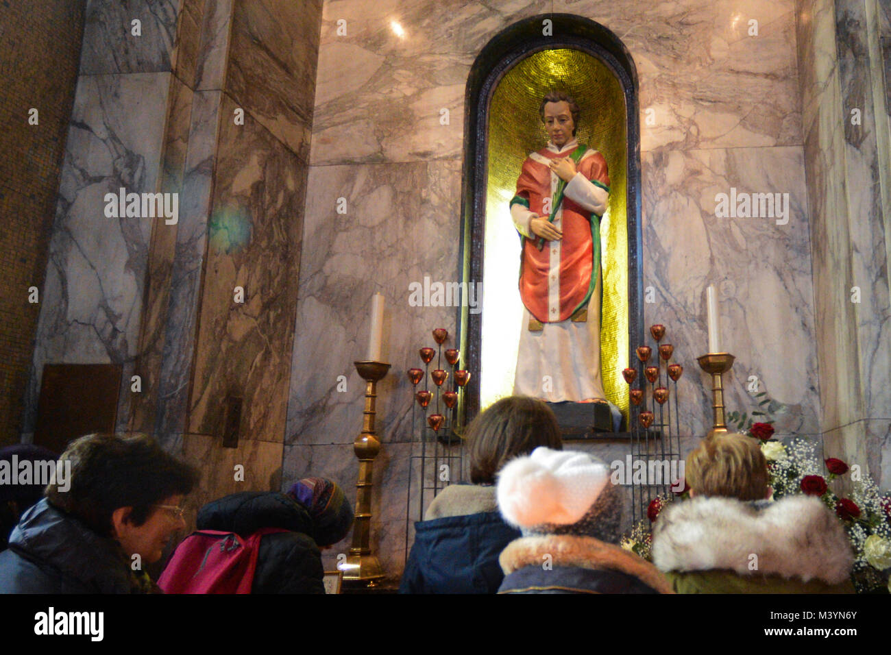 DUBLIN, Ireland - FEBRUARY 13, 2018. Chapel with the statue of St ...