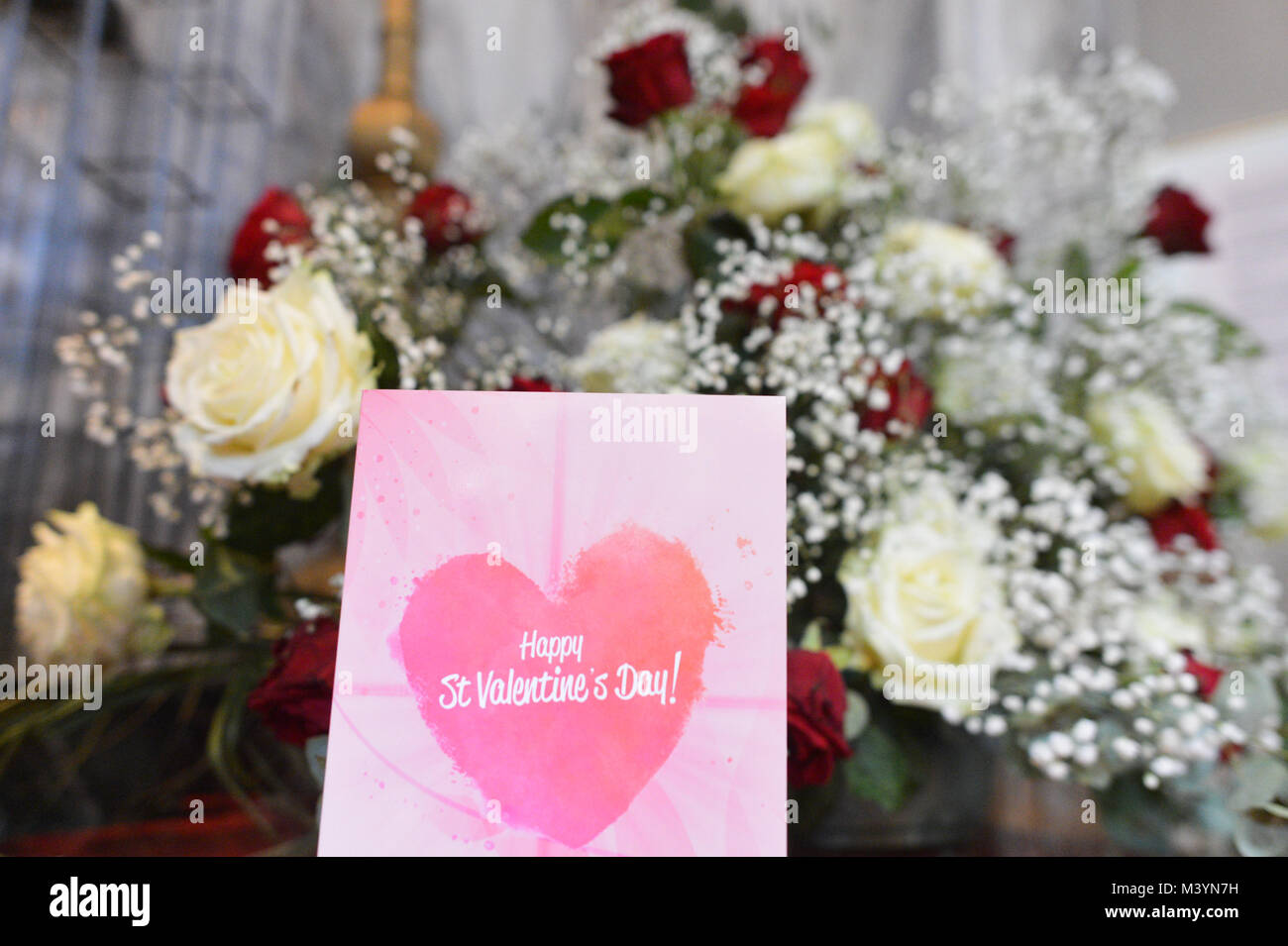 DUBLIN, Ireland - FEBRUARY 13, 2018. Chapel with the statue of St ...