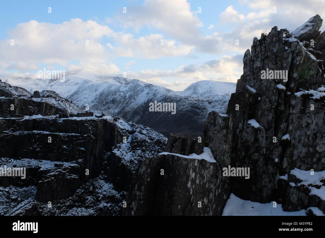 Snowdon, UK. 13th Febraury, 2018. Heavy snow in the disused Dinorwic ...