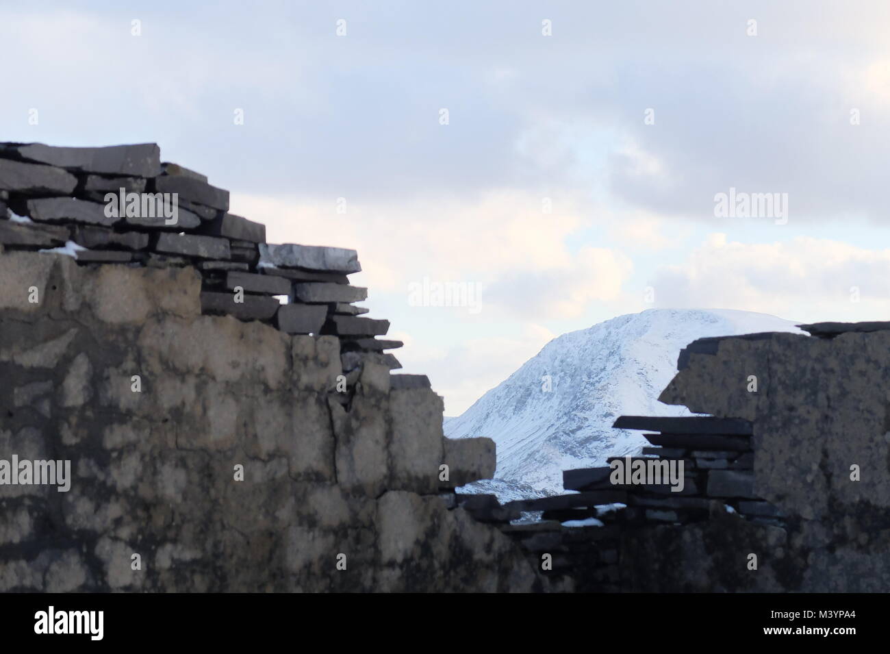 Snowdon, UK. 13th Febraury, 2018. Heavy snow in the disused Dinorwic ...