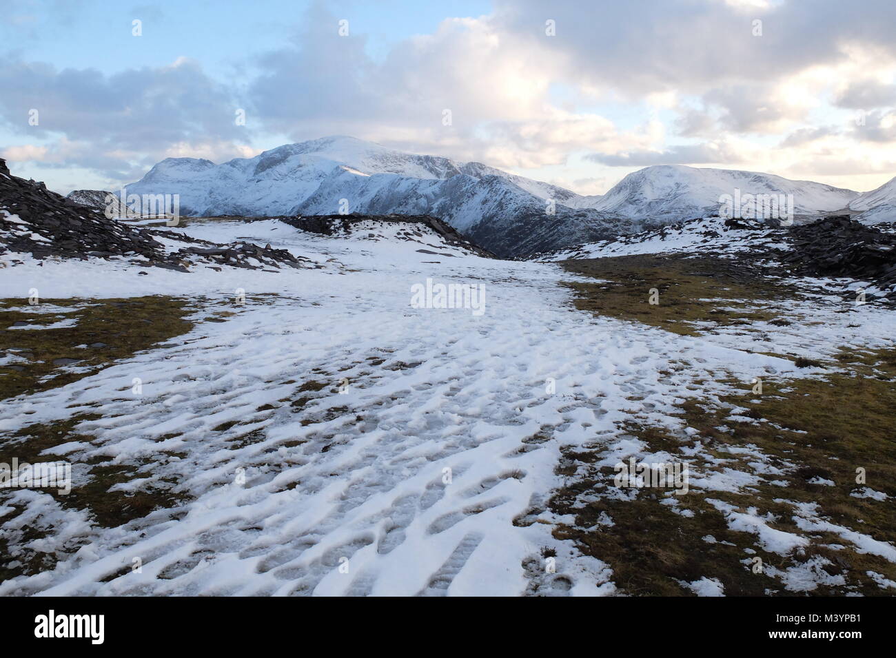 Snowdon, UK. 13th Febraury, 2018. Heavy snow in the disused Dinorwic ...