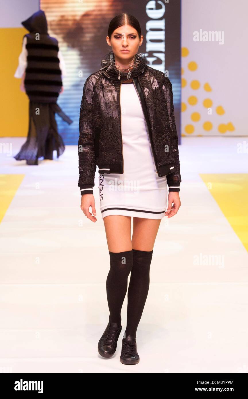 Fashion catwalk model at Pure London A/W 2018/19, Olympia, London, UK ...