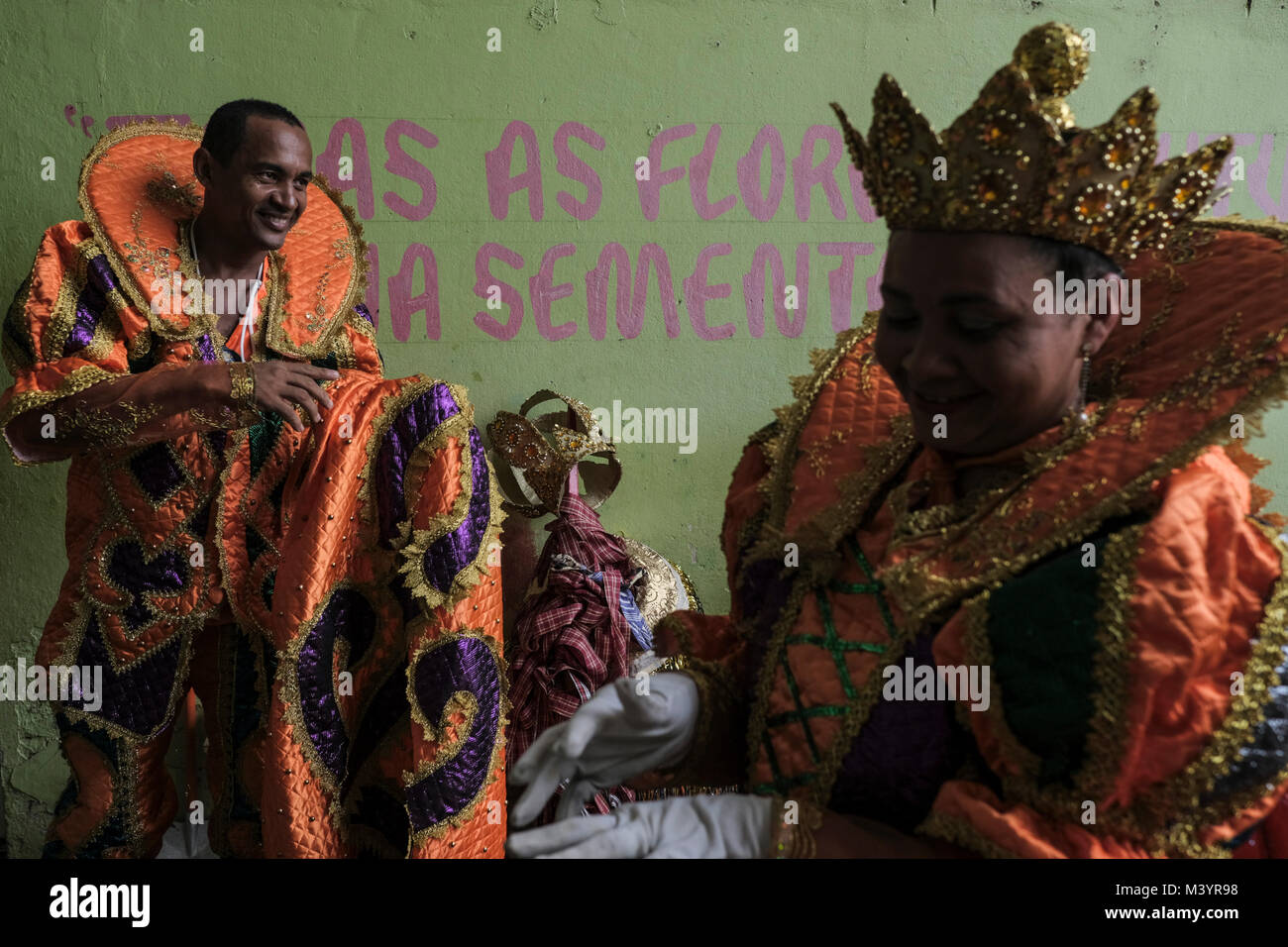 Nazare de Mata, Brazil. 13th Feb, 2018. People in traditional Maracatu ...