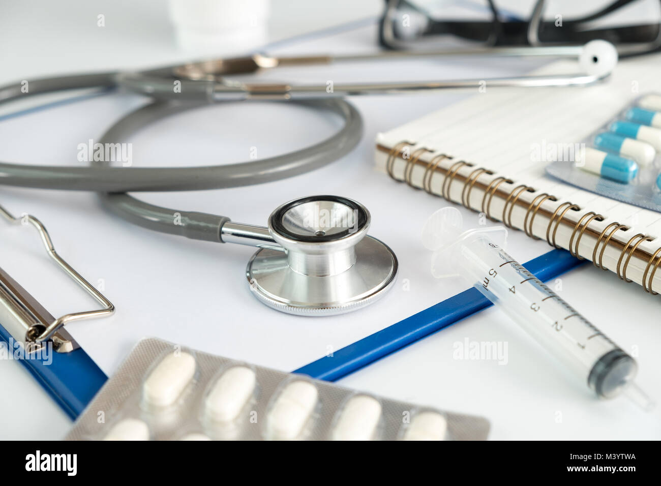 Good health Medical equipment isolated on white medicine instruments ...