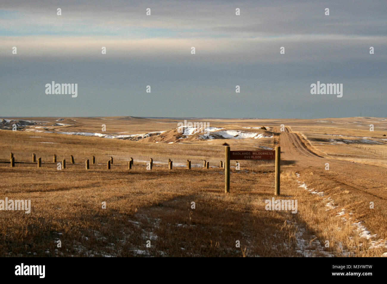 Sage Creek Rim Road and Badlands Wilderness Overlook Sign Stock Photo ...