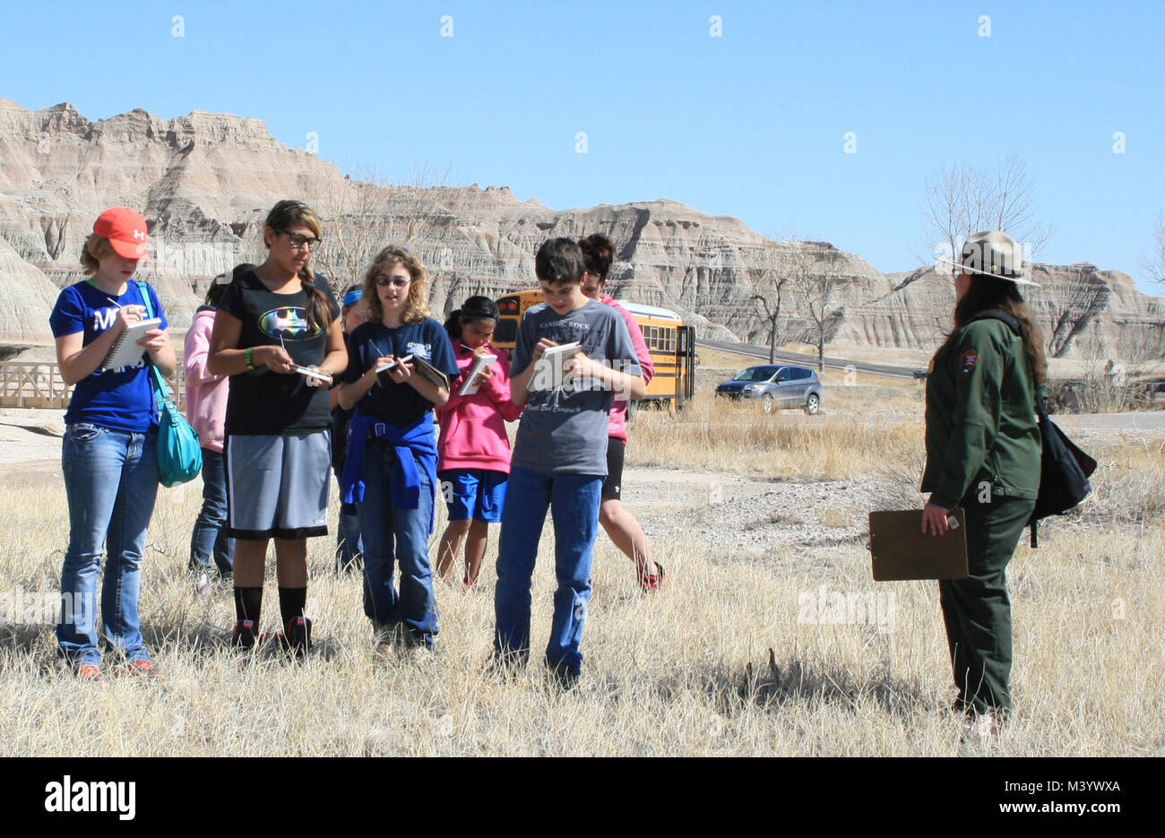 Students Work on Nature Journals with a Park Ranger Stock Photo - Alamy