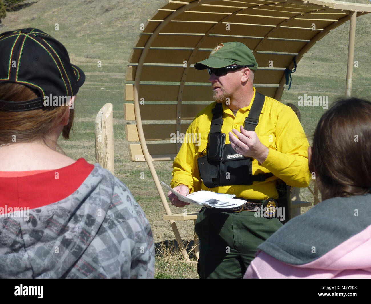 Young students in National Park. Chief Ranger Casey Osback discusses ...