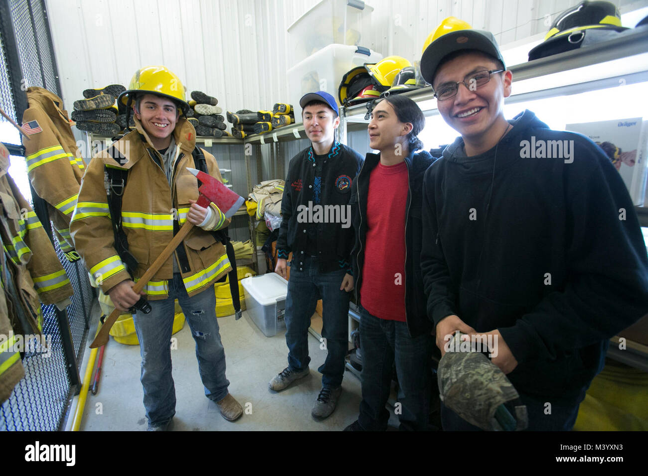 Youth Campers at the Park Fire Cache Stock Photo - Alamy