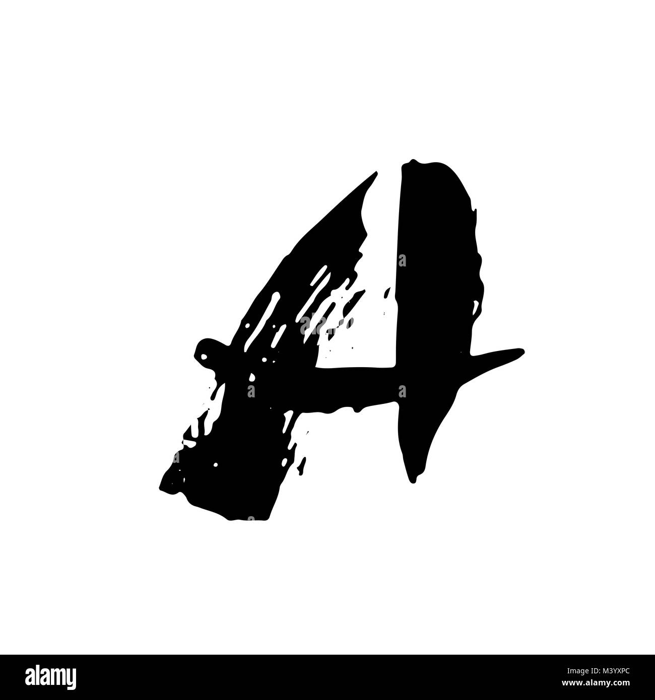 Letter A. Handwritten by dry brush. Rough strokes textured font. Vector ...