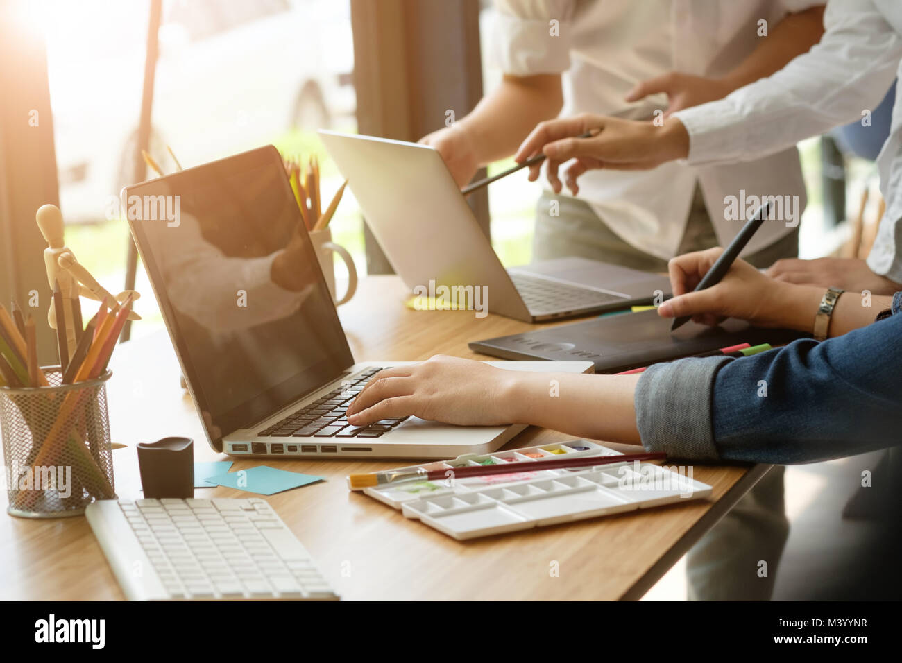 Startup business people group meeting and working with computer laptop ...