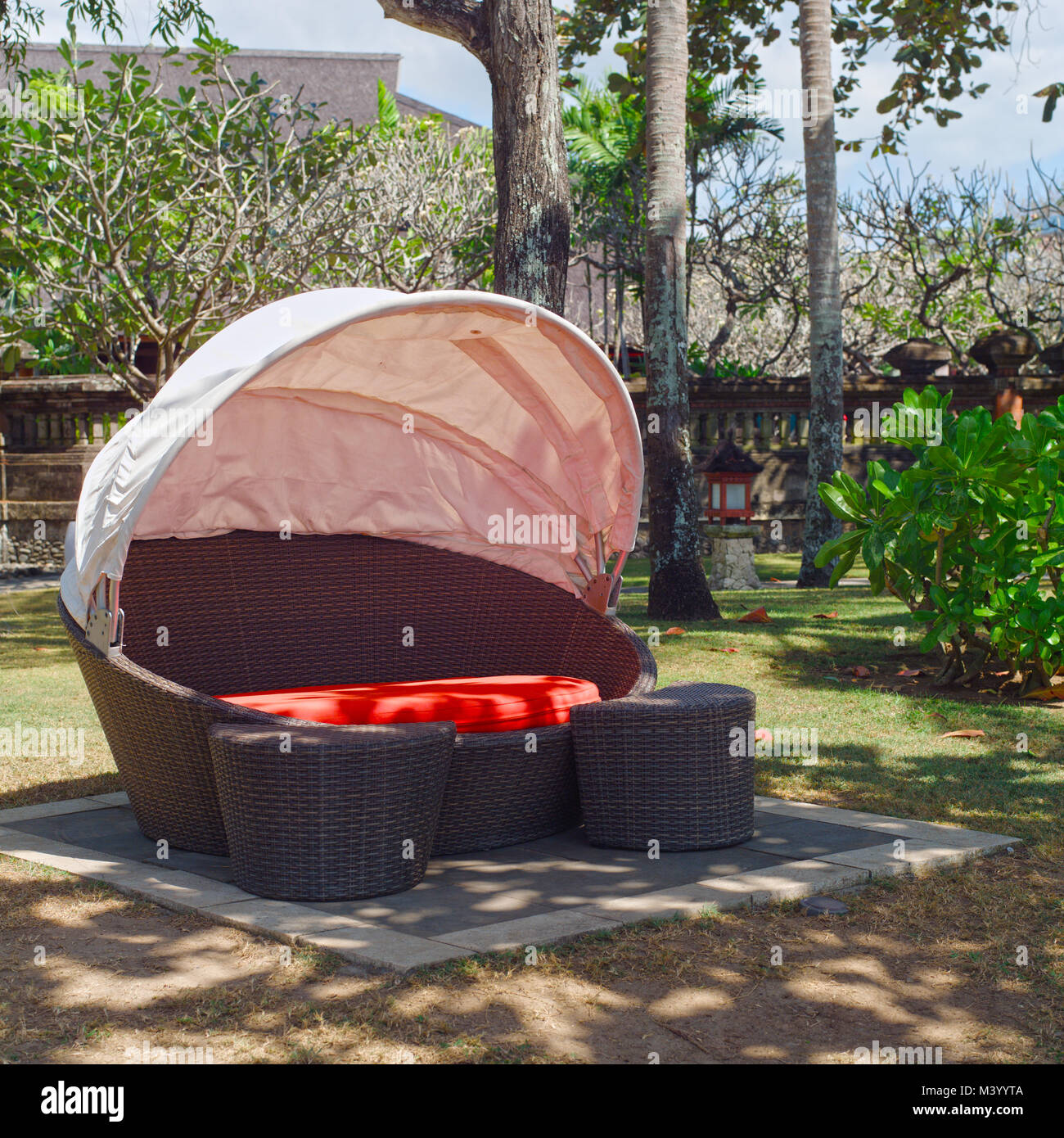 Plank beds for luxury rest on a beach. Indonesia, Bali Stock Photo - Alamy