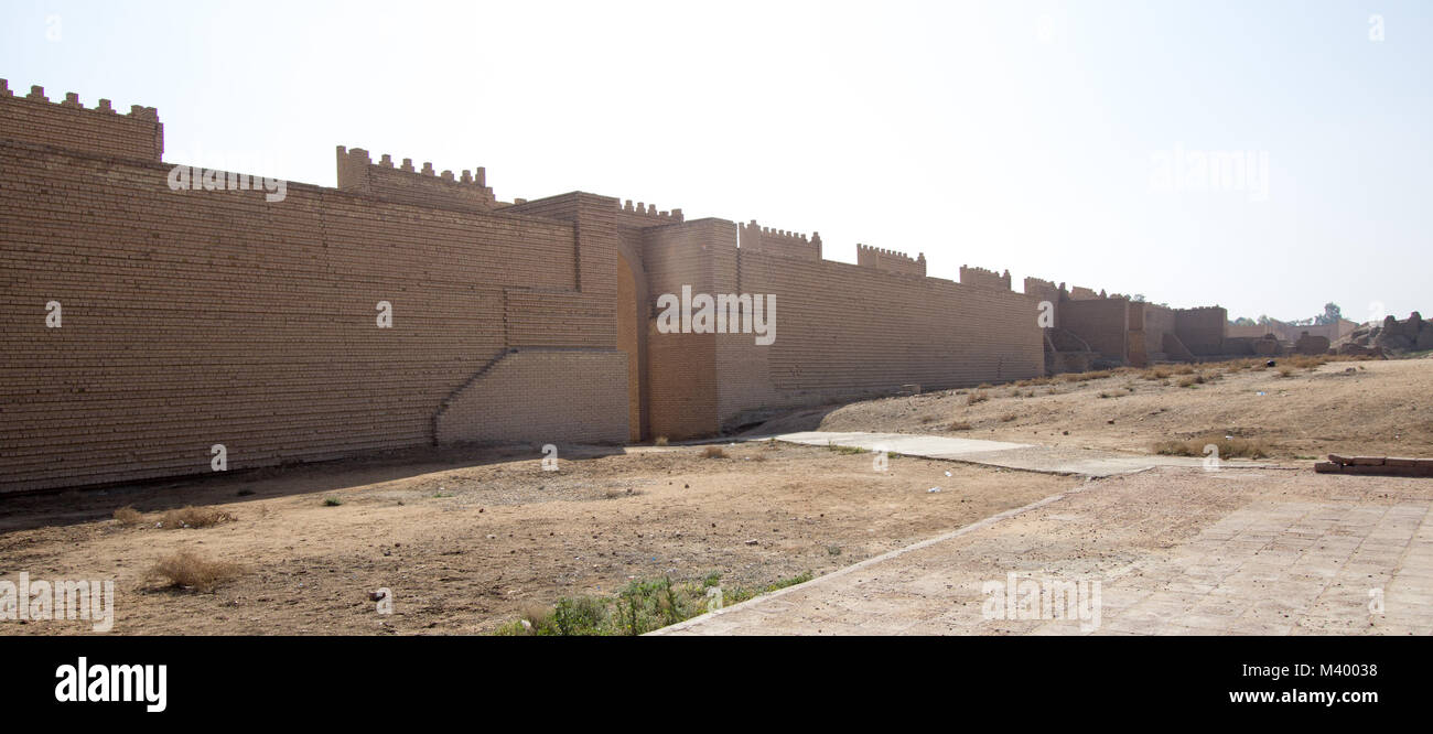 Picture of walls of the ancient city of Babylon in Babil Province South ...