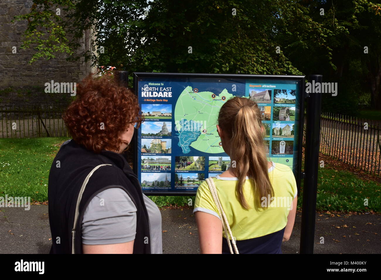 Tourists at heritage route map of North East Kildare in Ireland Stock ...