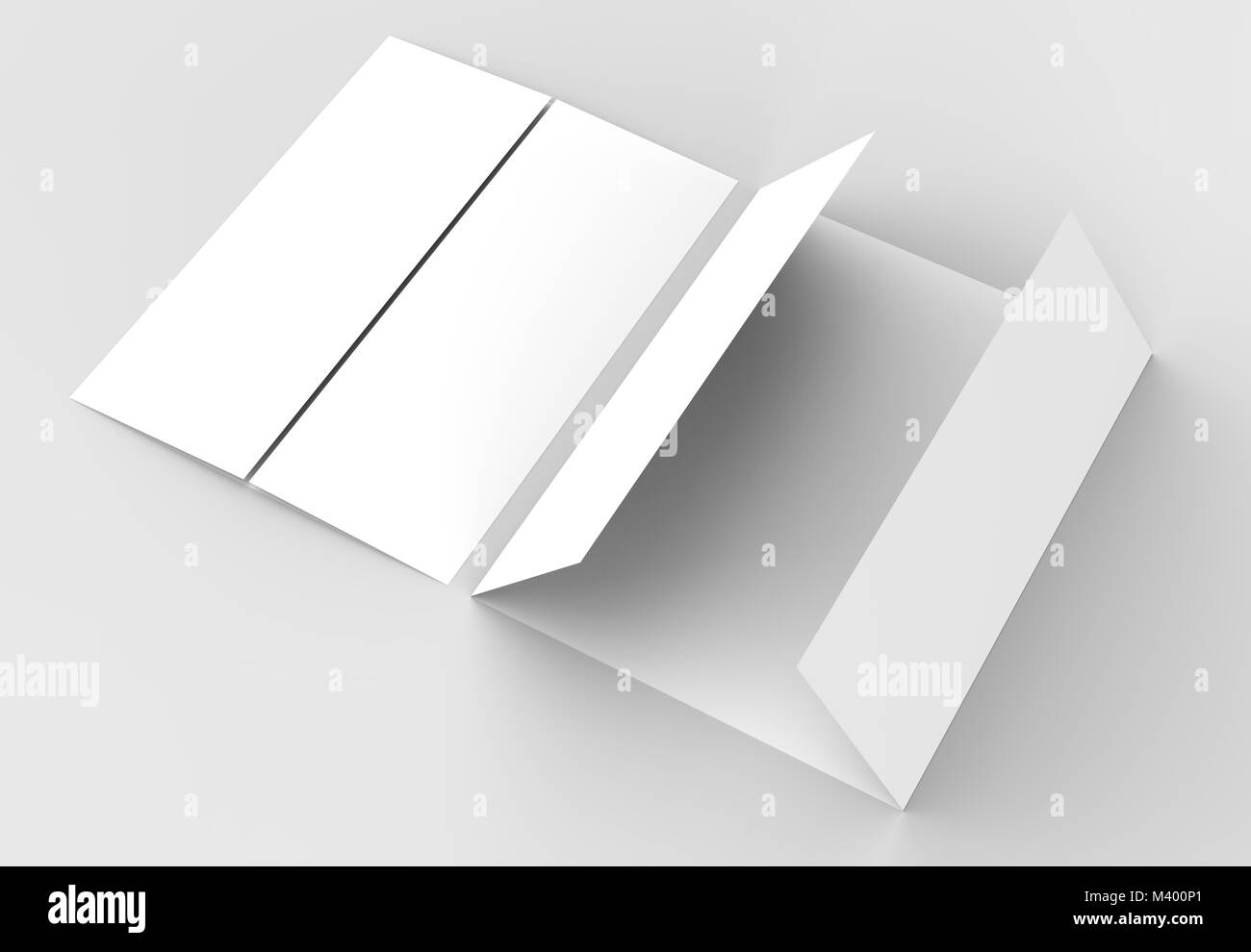 Double gate fold vertical brochure mock up isolated on soft gray ...