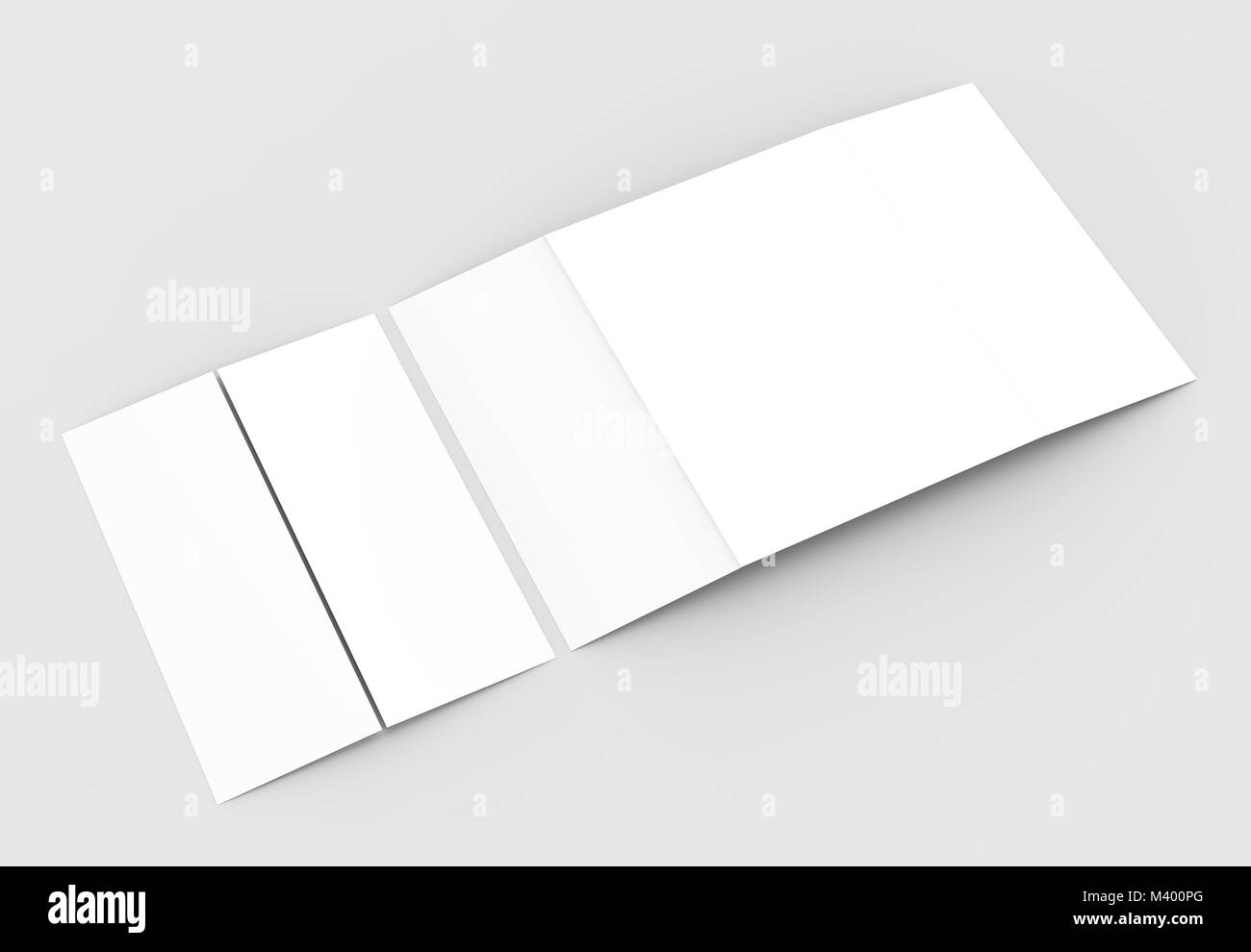 Double gate fold vertical brochure mock up isolated on soft gray ...