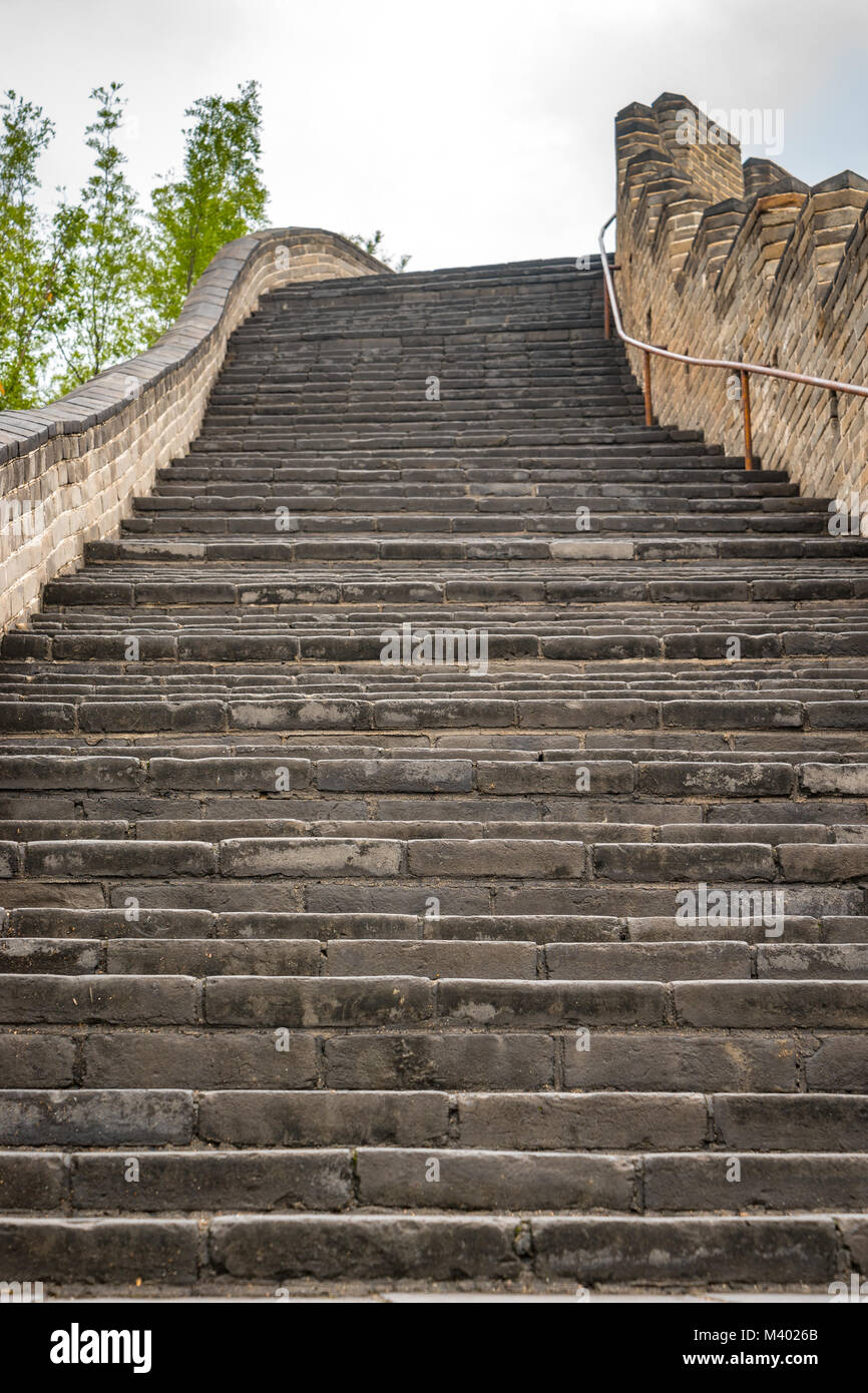 Steep stairs of the Great Wall of China Stock Photo - Alamy