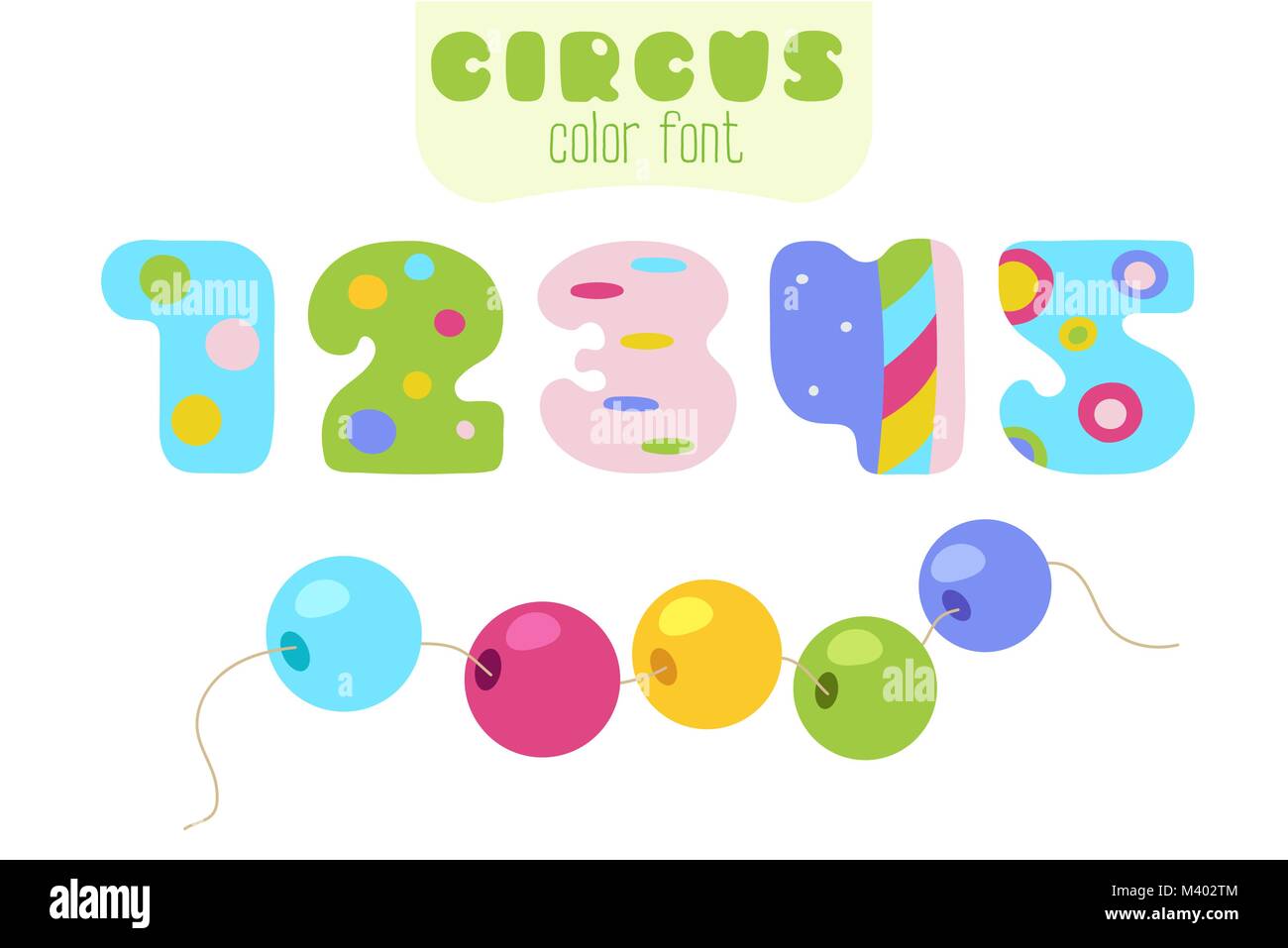 Funny cartoon style colorful vector numbers 1, 2, 3, 4, 5 set with ...