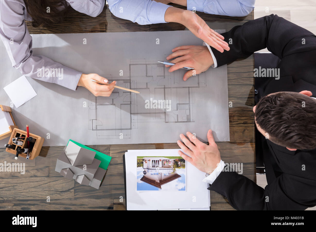 Construction blueprint project working hi-res stock photography and ...