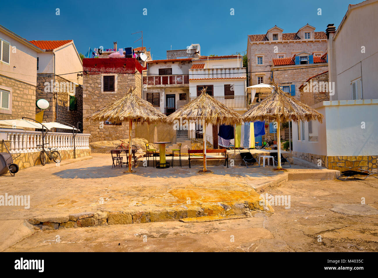 Prvic Luka waterfront architecture view, Sibenik archipelago of ...