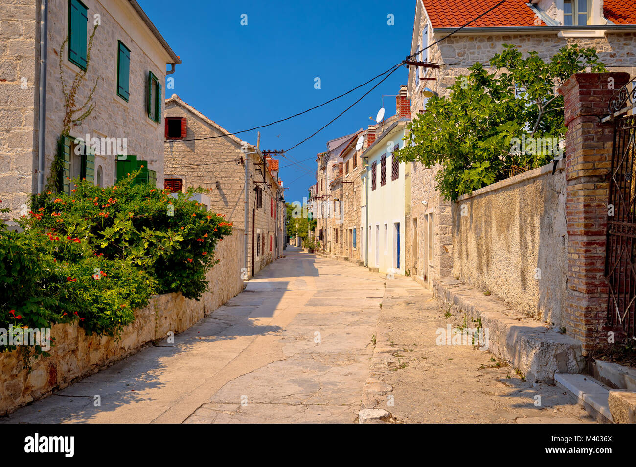 Prvic Luka colorful mediterranean street view, Sibenik archipelago of ...