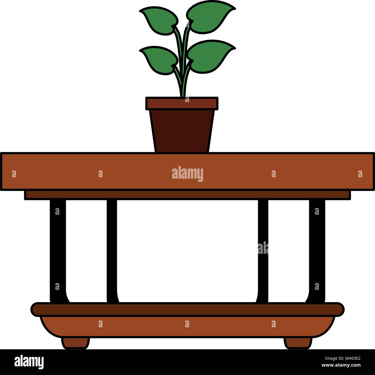 Desk with plant pot Stock Vector Image & Art - Alamy