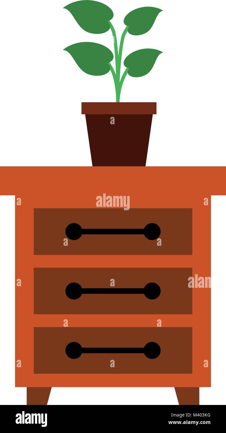 Desk with plant pot Stock Vector Image & Art - Alamy