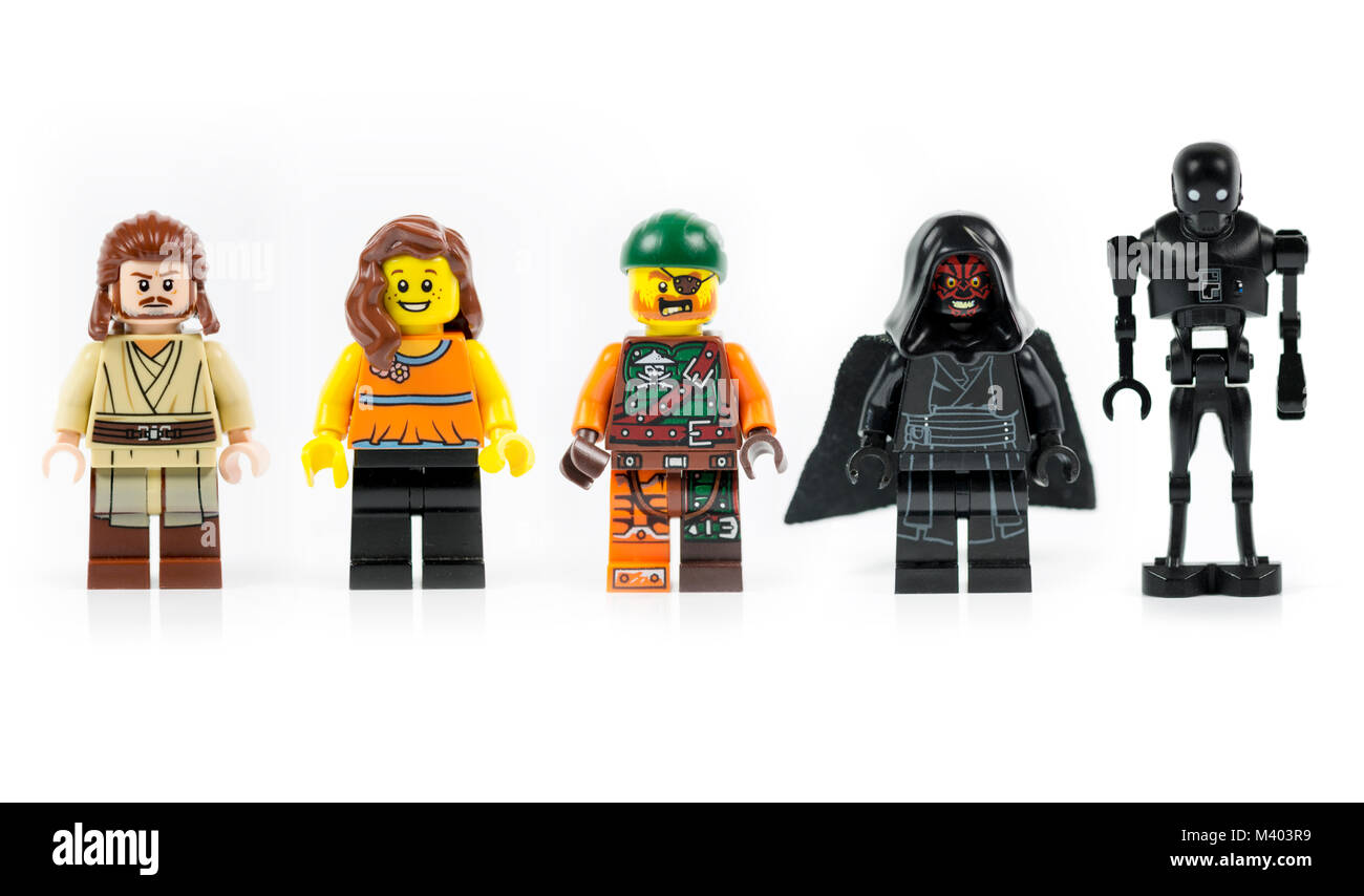 Muenster, Germany - January 23th 2018: A group of five various lego ...