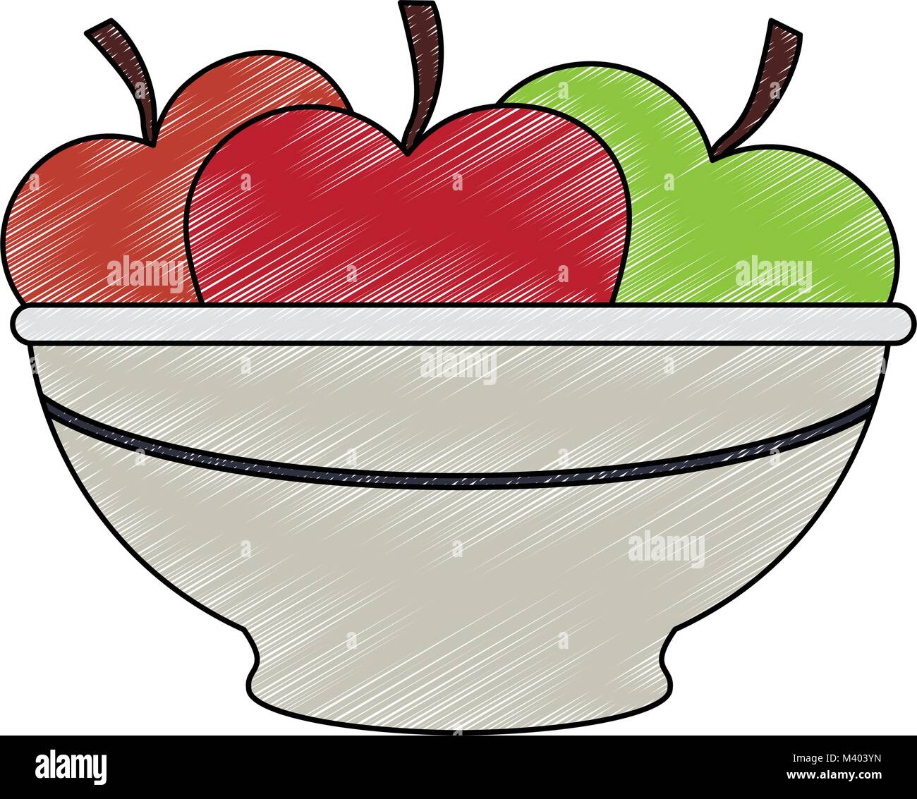 Apples on bowl Stock Vector Image & Art - Alamy