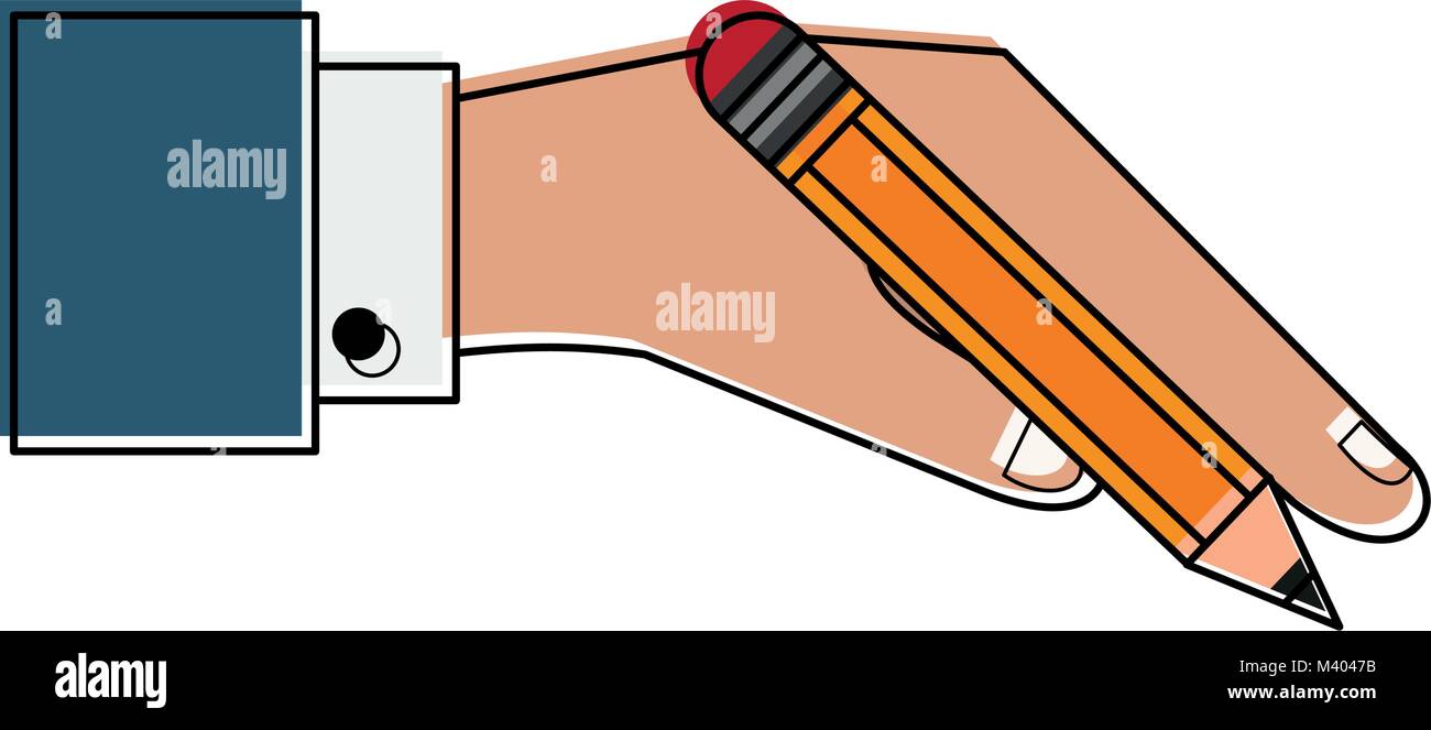 Hand with pencil Stock Vector Image & Art - Alamy