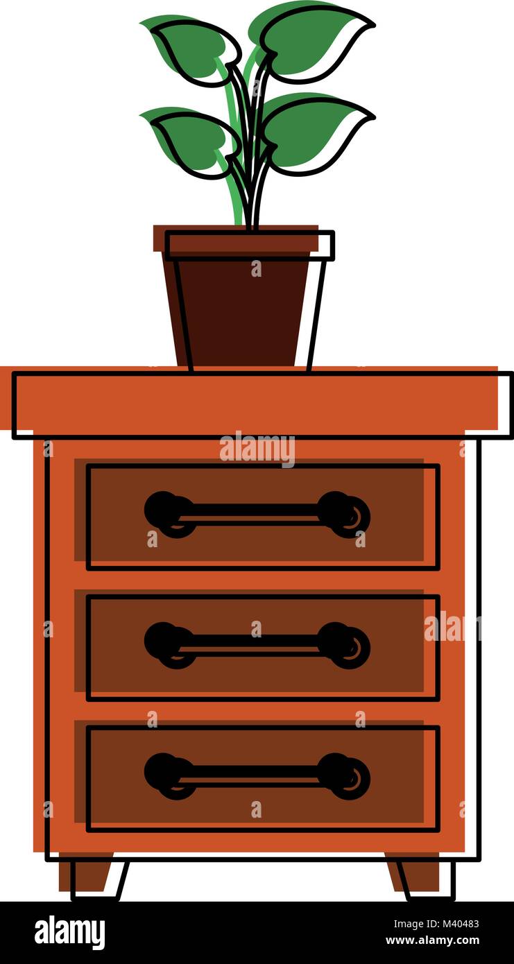 Plant pot on drawer Stock Vector Image & Art - Alamy