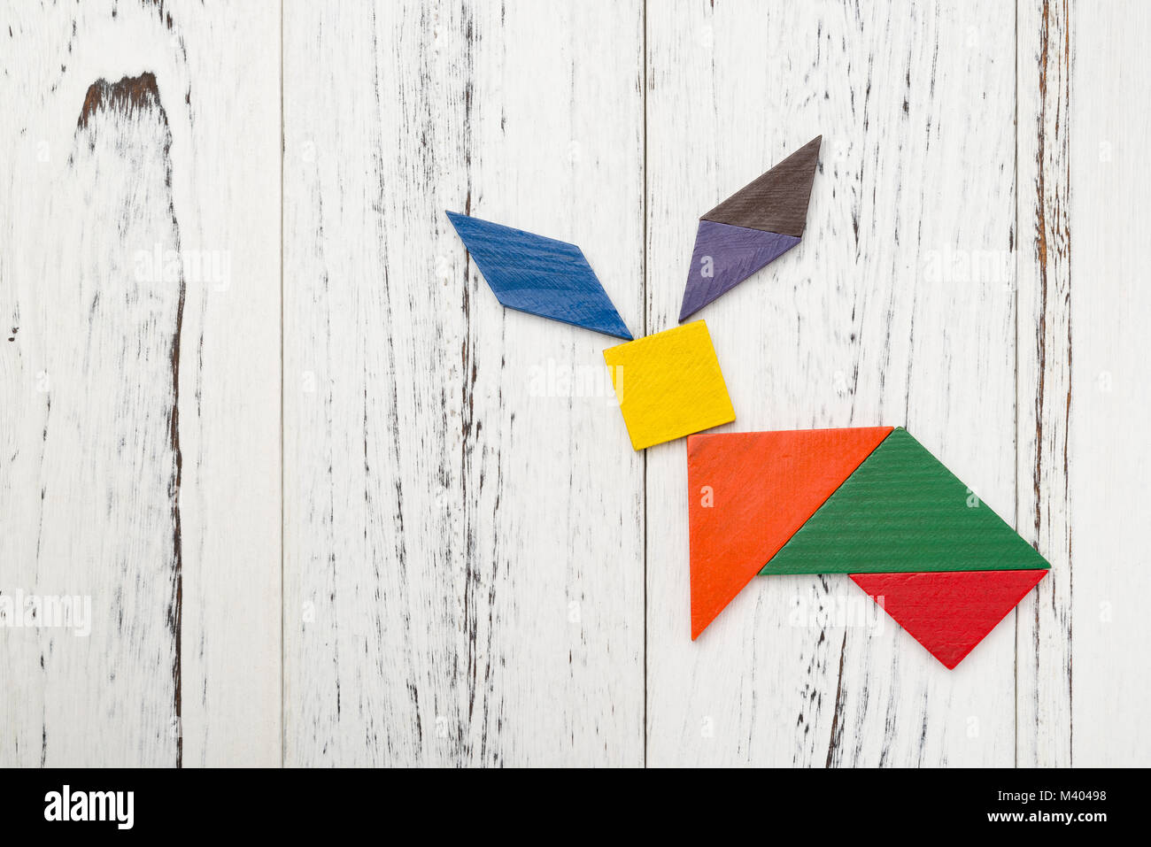 wooden tangram in a rabbit shape with copy space Stock Photo - Alamy