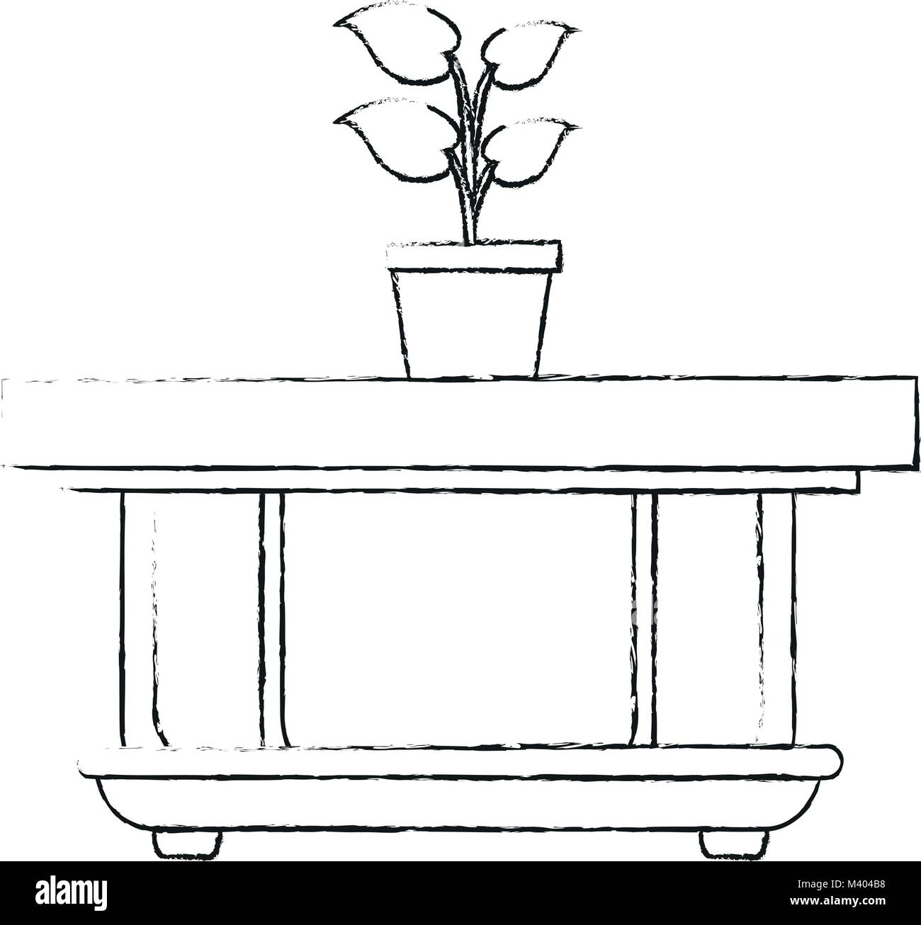 Desk with plant pot Stock Vector Image & Art - Alamy