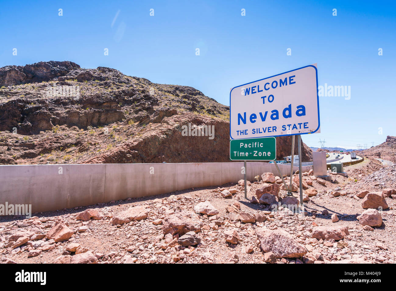 nevada sign at the road in border area Stock Photo - Alamy