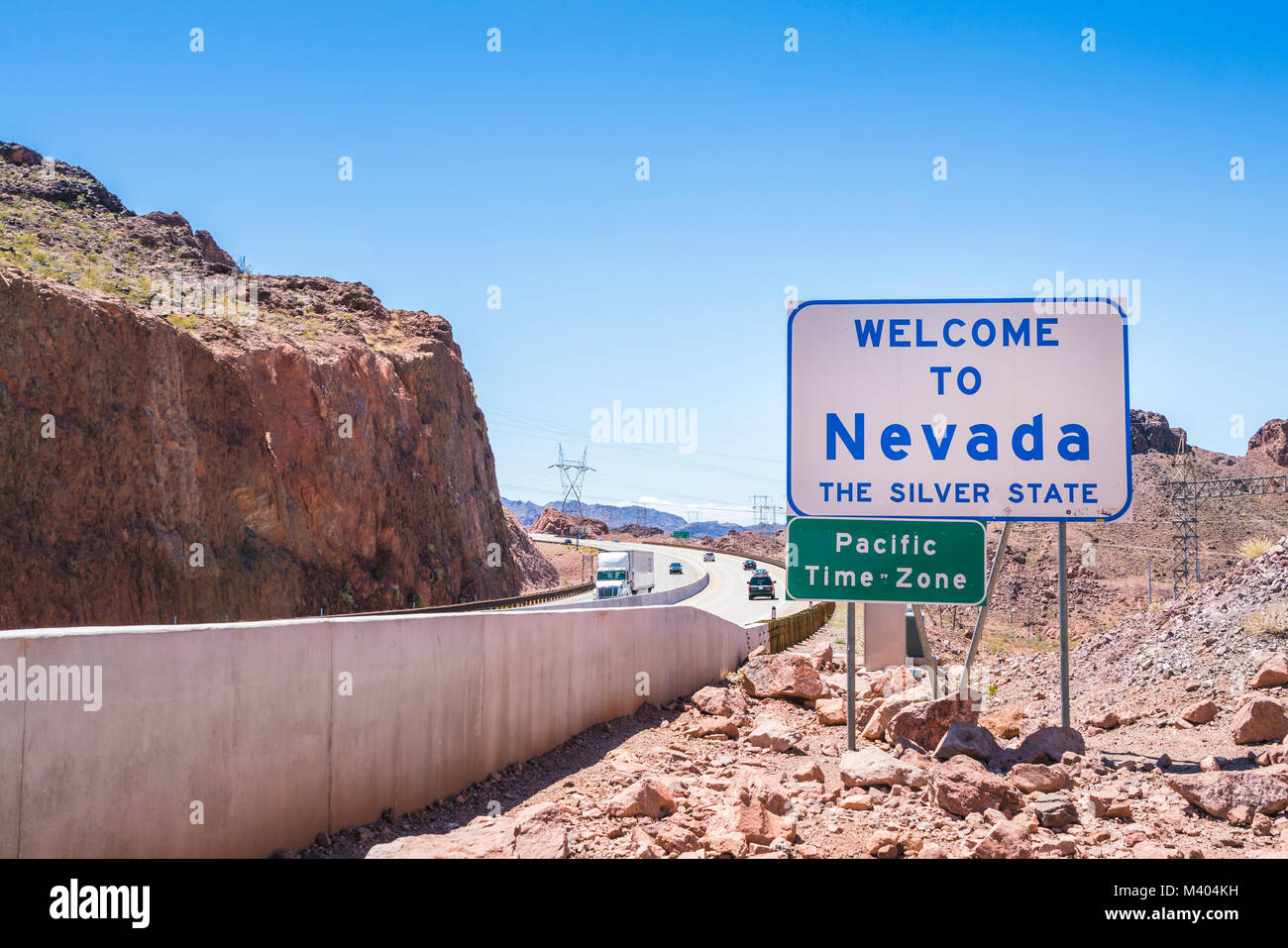 nevada sign at the road in border area Stock Photo - Alamy