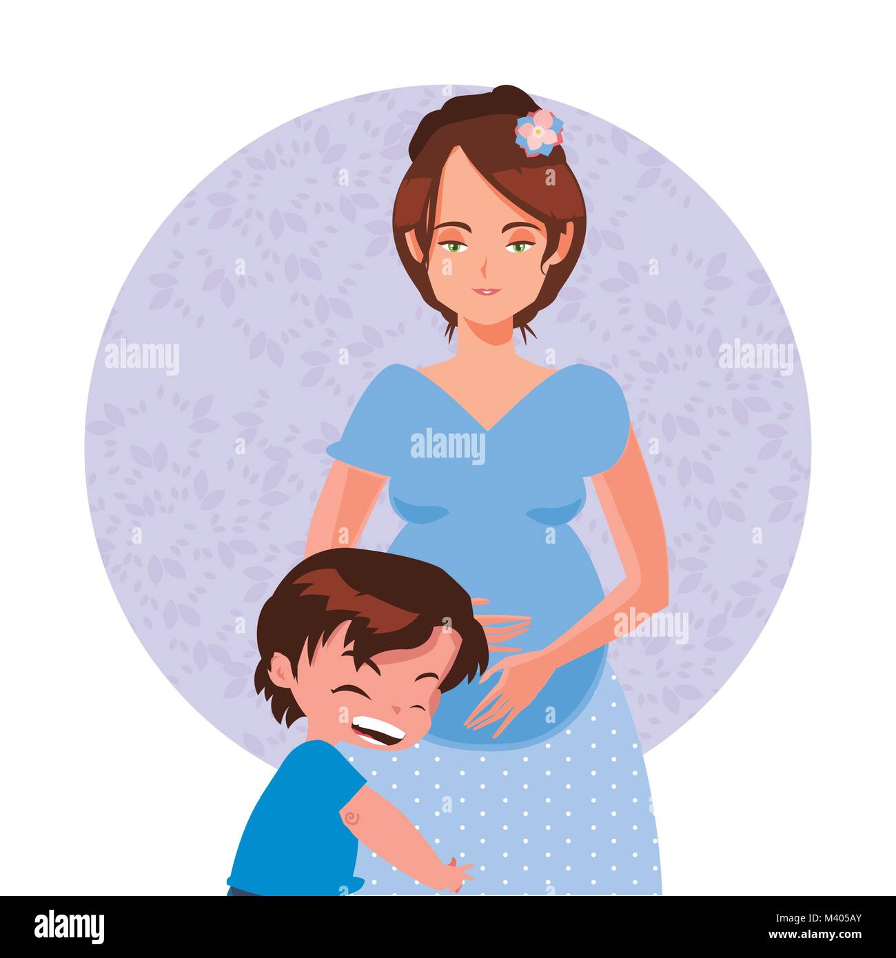 Happy mother hugging son on Stock Vector Images - Alamy