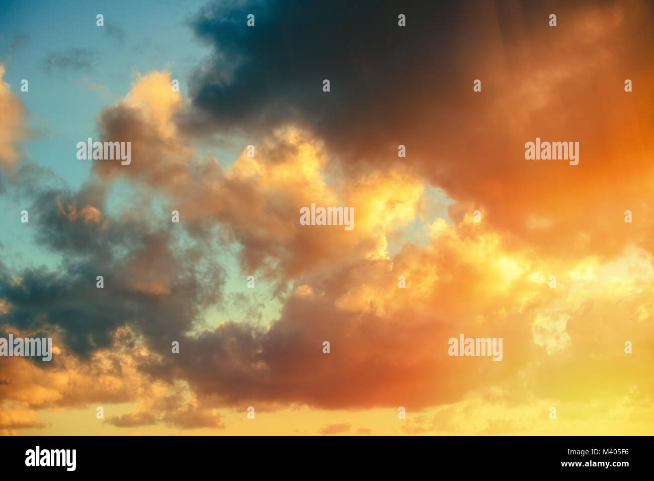 Cloudscape and dramatic orange sky, sunset shot Stock Photo - Alamy