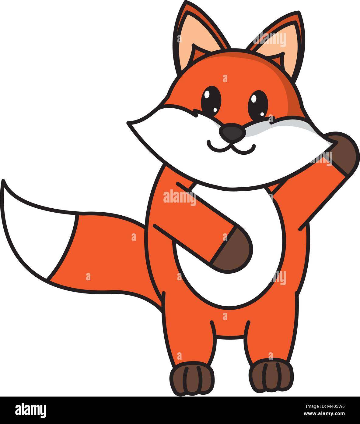 adorable fox wild animal with hand up Stock Vector Image & Art - Alamy