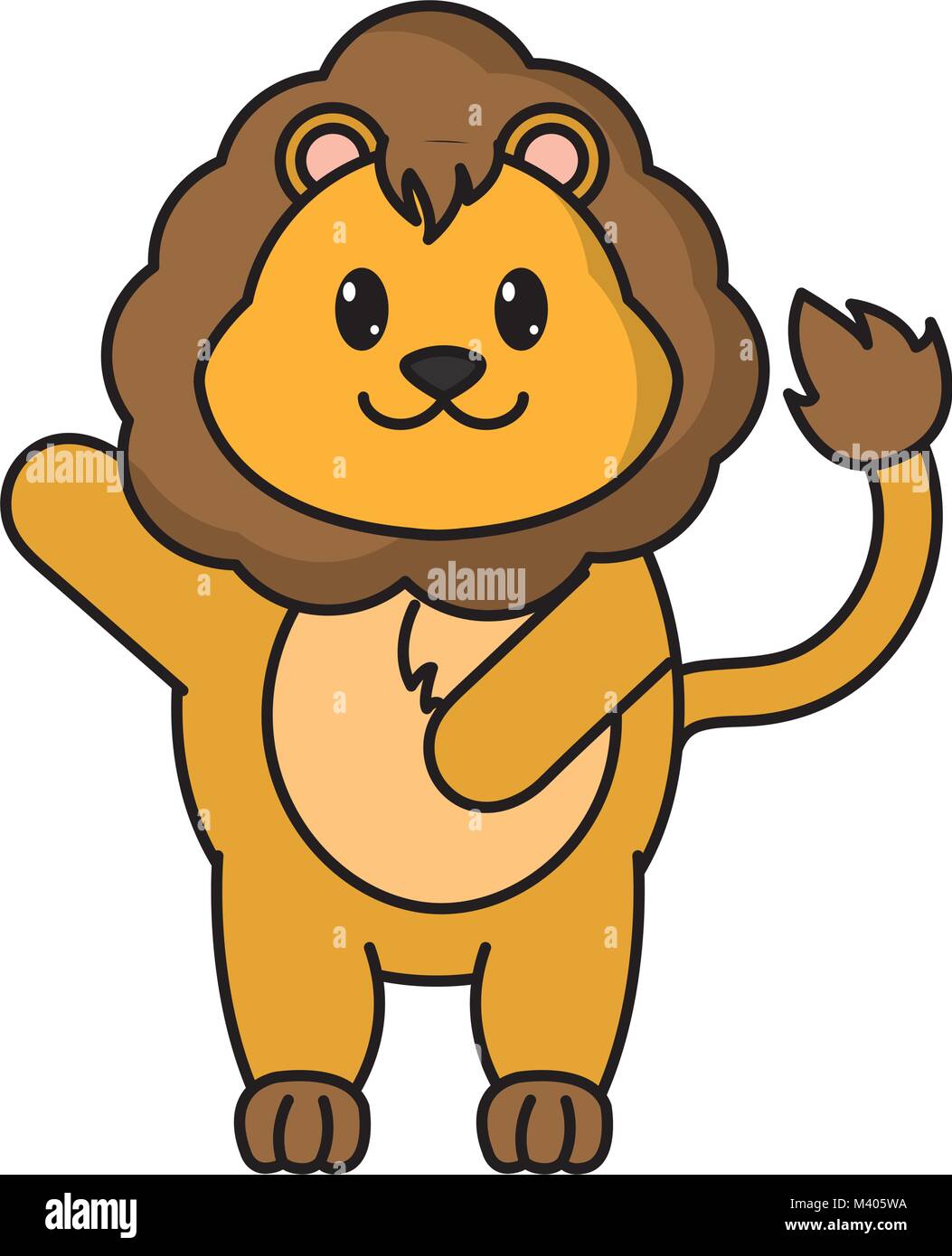 adorable lion wild animal with hand up Stock Vector Image & Art - Alamy