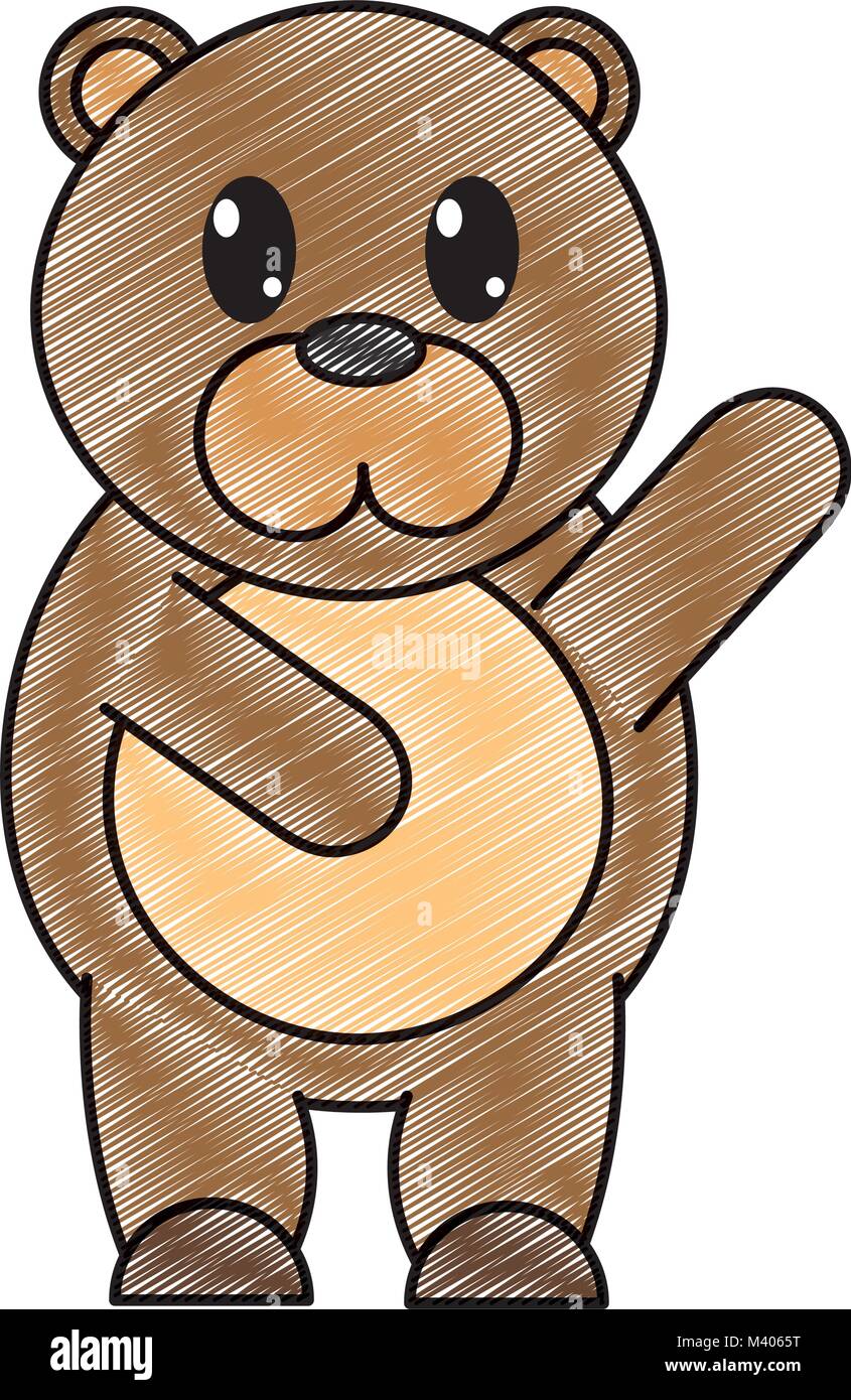 grated adorable bear wild animal with hand up Stock Vector Image & Art ...