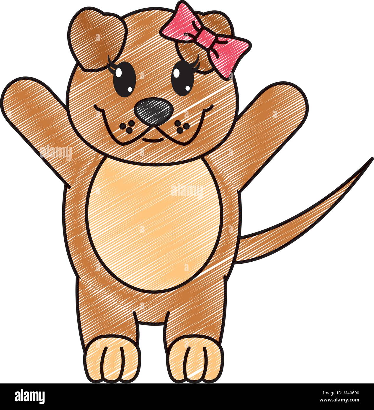 grated adorable female dog animal with hands up Stock Vector Image ...