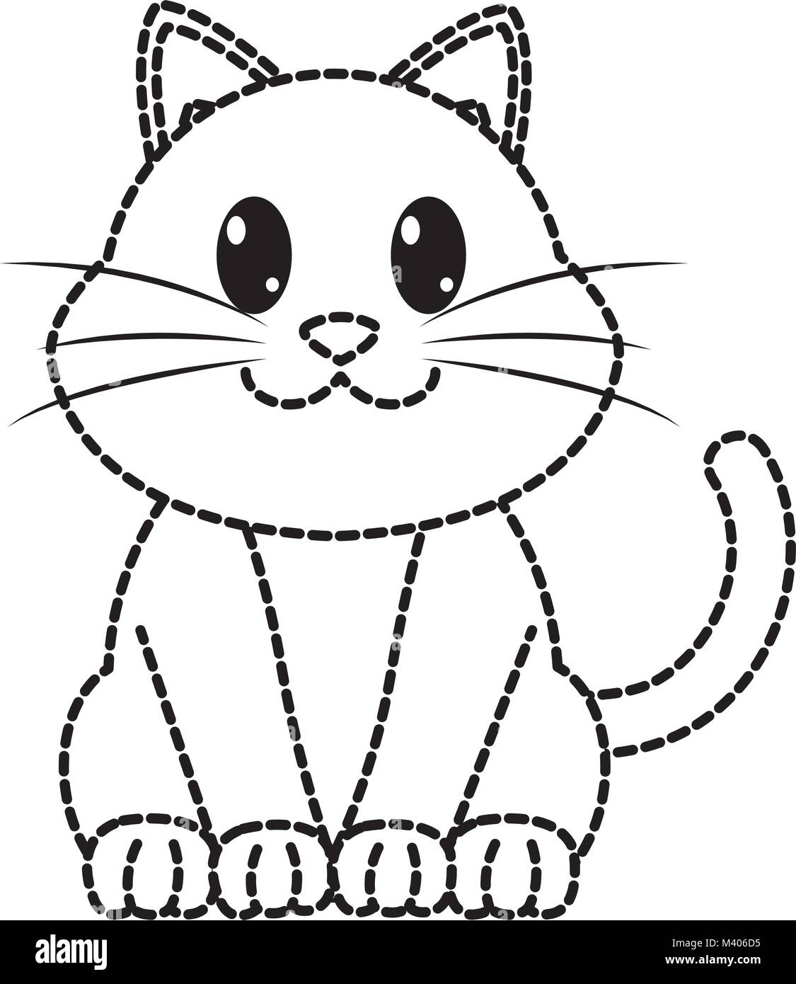 dotted shape happy cat cute animal character Stock Vector Image & Art ...