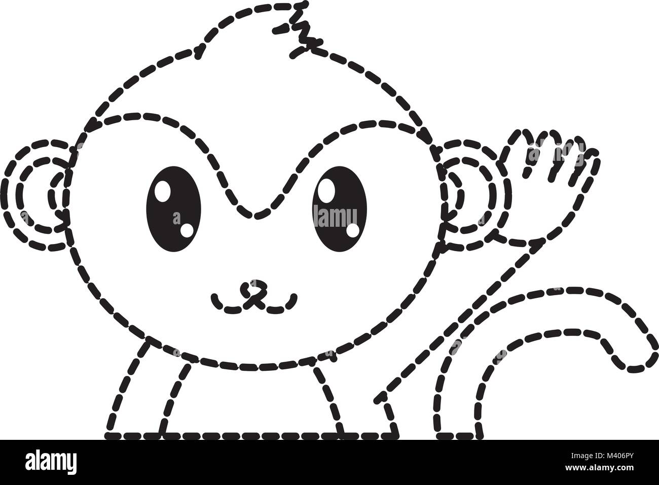 dotted shape adorable monkey cute animal character Stock Vector Image ...