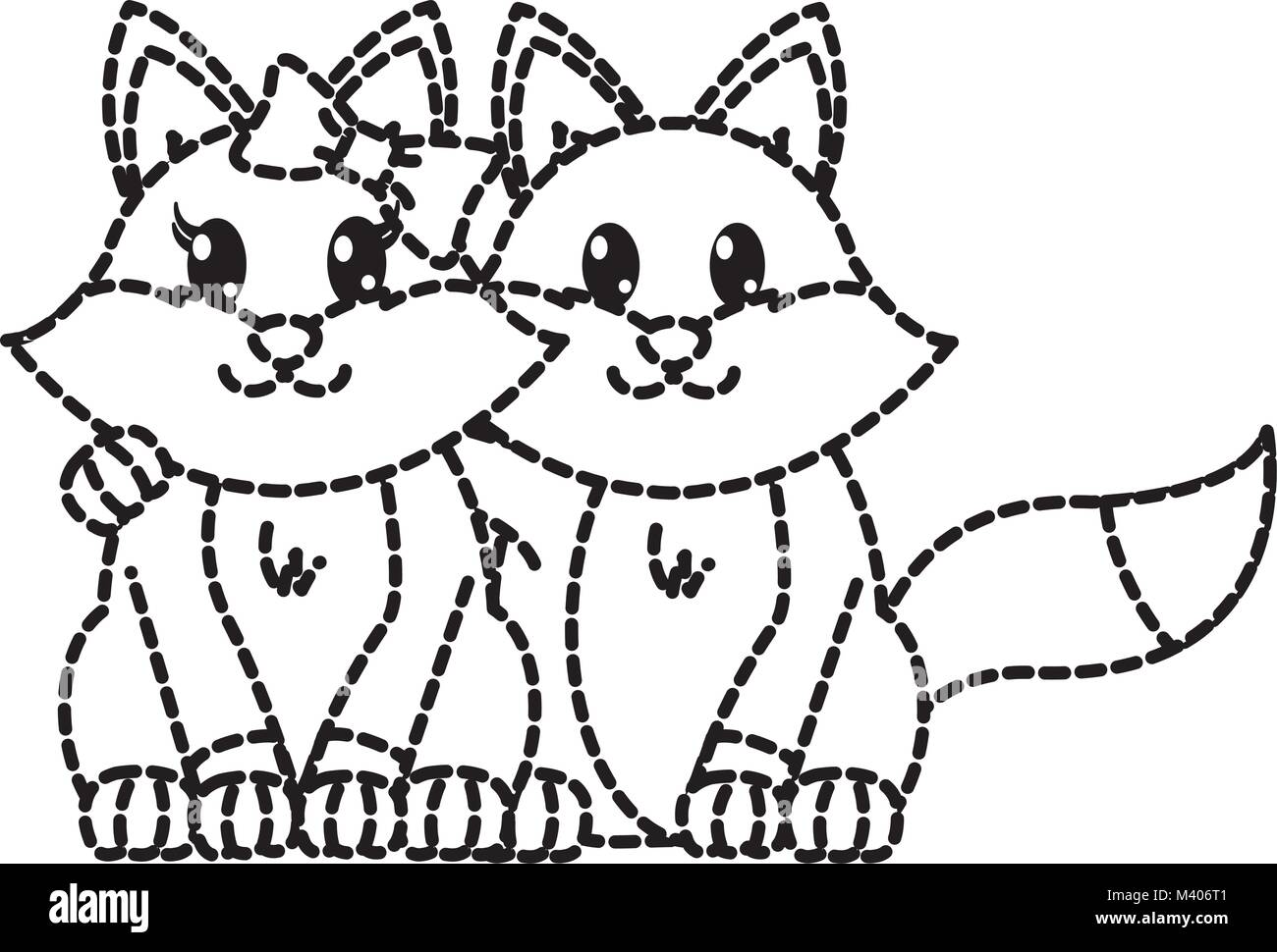 dotted shape fox couple cute animal together Stock Vector Image & Art ...