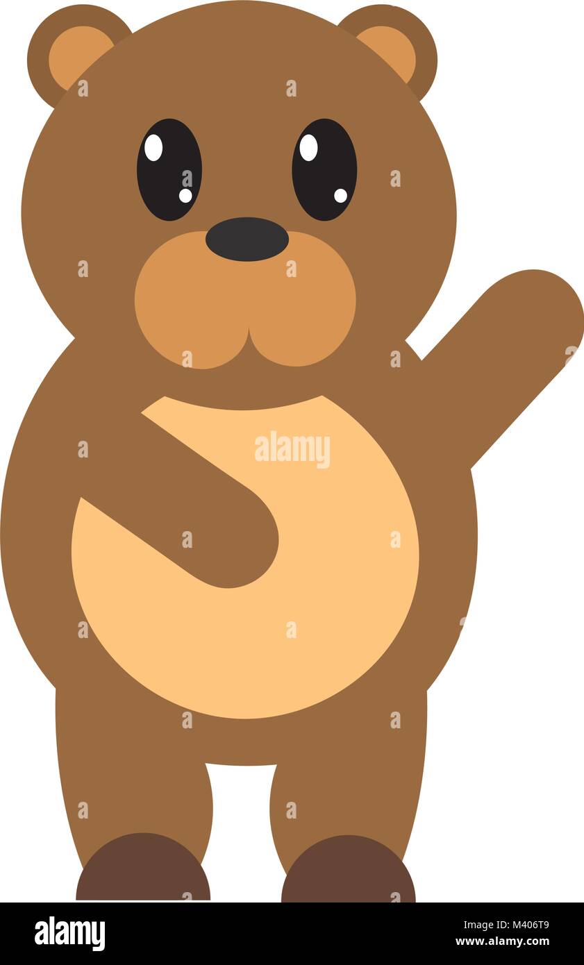 colorful adorable bear wild animal with hand up Stock Vector Image ...