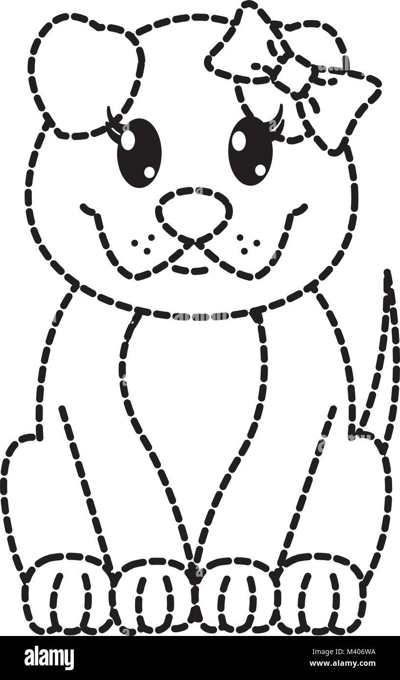 dotted shape female dog cute animal with ribbon bow Stock Vector Image ...