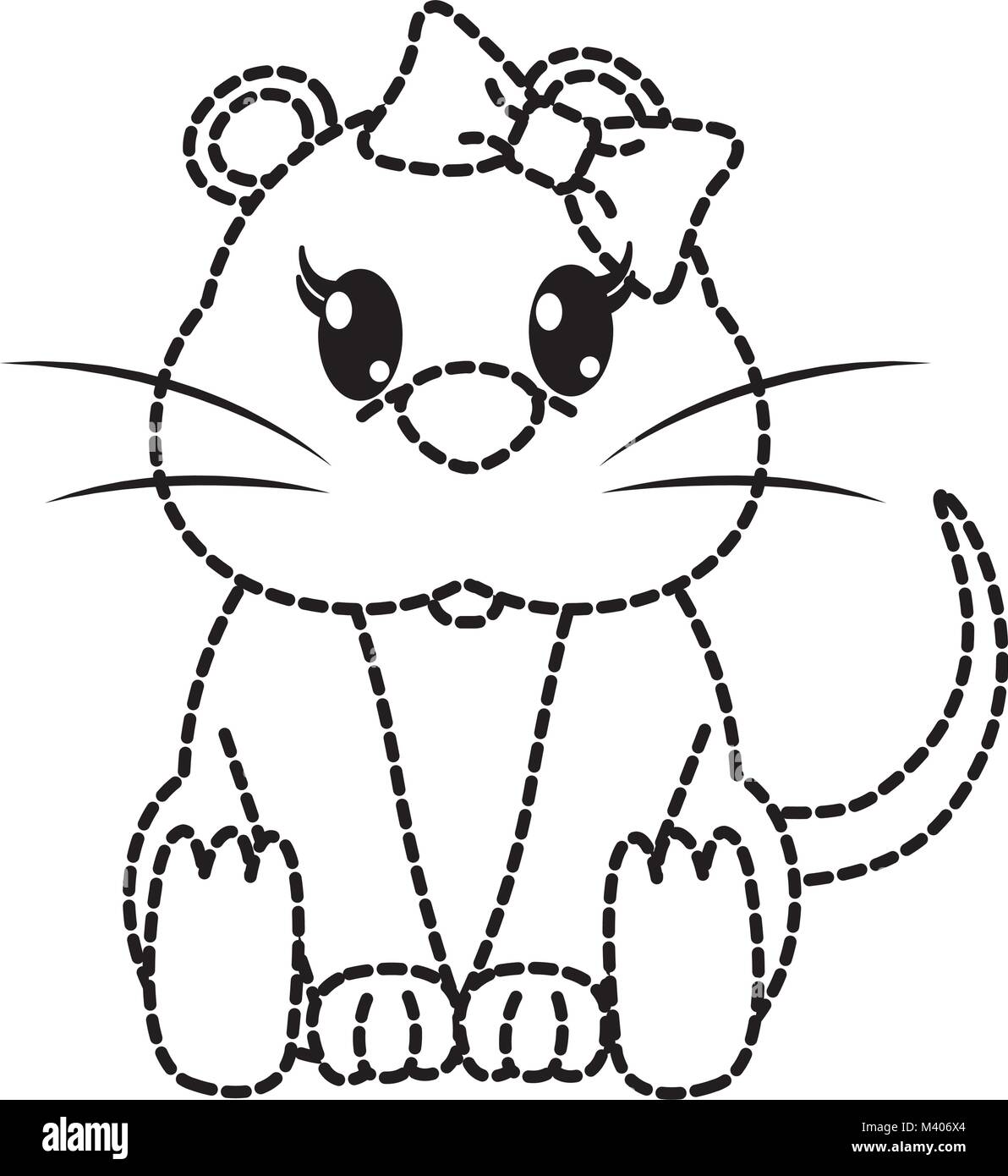 dotted shape female mouse cute animal with ribbon bow Stock Vector ...