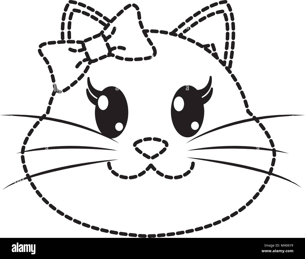 dotted shape female cat head cute animal Stock Vector Image & Art - Alamy
