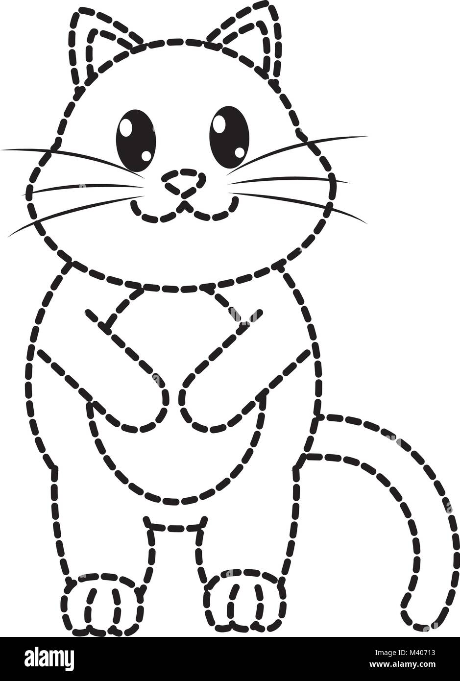 dotted shape adorable and cute cat animal character Stock Vector Image ...